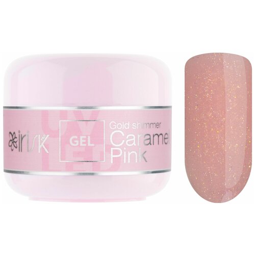 IRISK Гель для наращивания, моделирования ногтей с шиммером ABC, оттенок № 17 Caramel Pink (Gold shimmer)