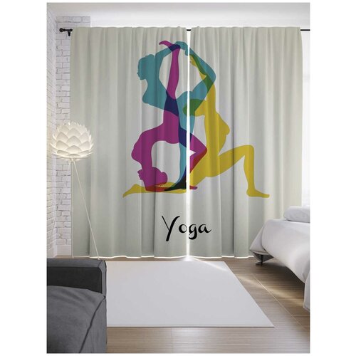 Фотошторы  JoyArty Иллюзия йоги на ленте p-14803, 145х265 см, 2 шт., разноцветный
