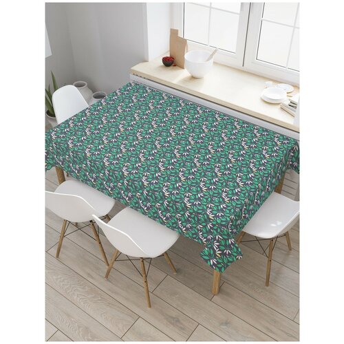 Скатерть прямоугольная JoyArty на кухонный стол "Веточка с цветочком" из оксфорда, 180x145 см
