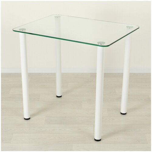 Стеклянный стол для кухни Эдель 10 прозрачный/белый (800х600)