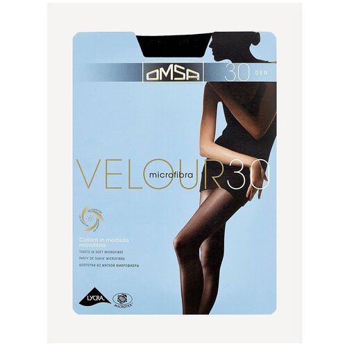 Колготки  Omsa Velour, 30 den, размер 4, черный