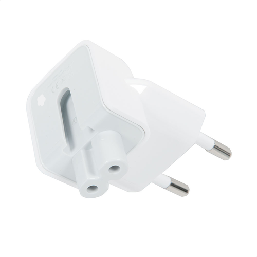 Адаптер-переходник Europlug (Евровилка) для блоков питания Apple MacBook/iPad/iPhone, белый