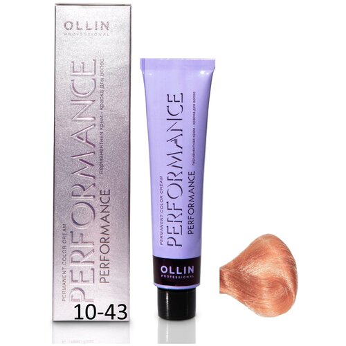OLLIN Professional Performance перманентная крем-краска для волос, 10/43 светлый блондин медно-золотистый, 60 мл
