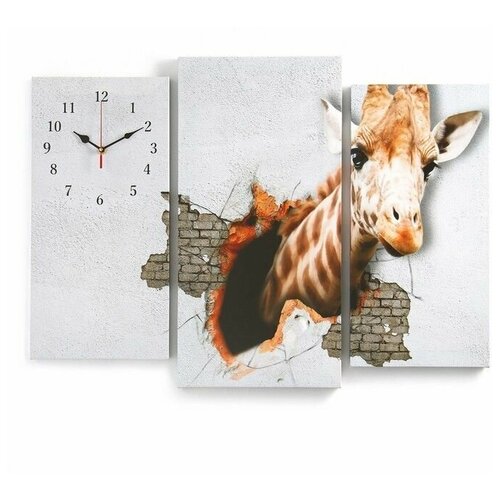 Часы настенные, интерьерные модульные, серия: Животные, "Жираф", 60 х 80 см