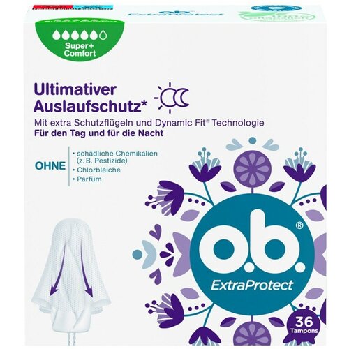 Тампоны женские гигиенические O.B. ExtraProtect Super + Comfort (obi/оби для женщин для интимной гигиены), 36 шт.