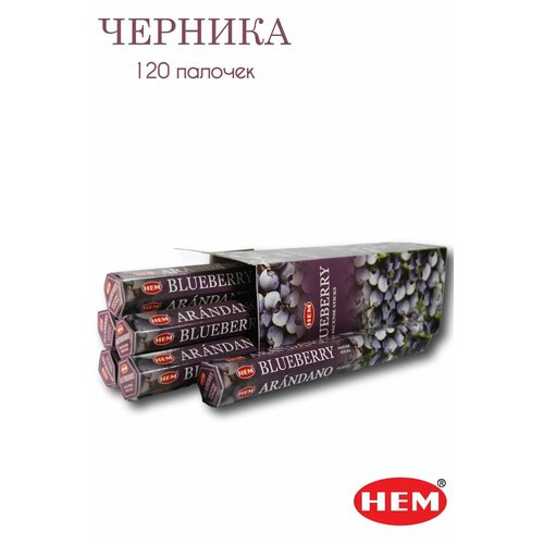 Палочки ароматические благовония HEM ХЕМ Черника Blueberry, 6 упаковок, 120 шт