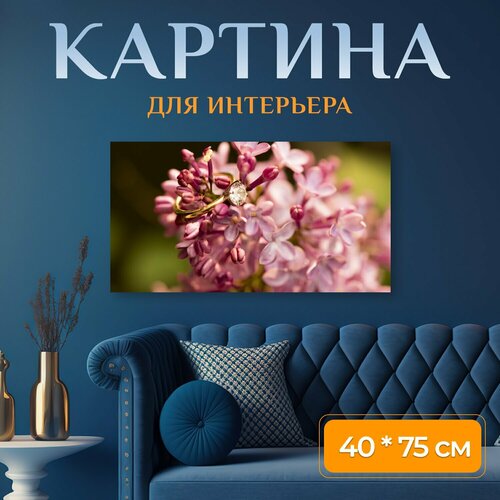 Картина на холсте "Сирень, звенеть, цветы" на подрамнике 75х40 см. для интерьера