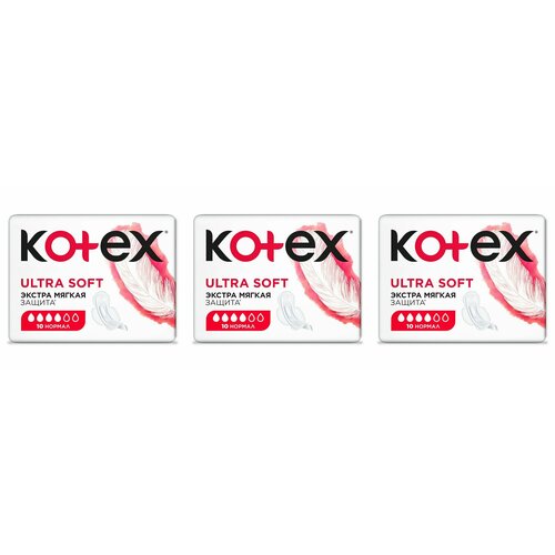 Kotex Прокладки Ultra normal, с сеточкой, 10 шт , 3 уп.