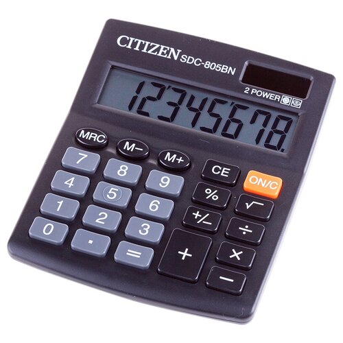 Калькулятор бухгалтерский "Citizen SDC 805", 8 разрядов, черный