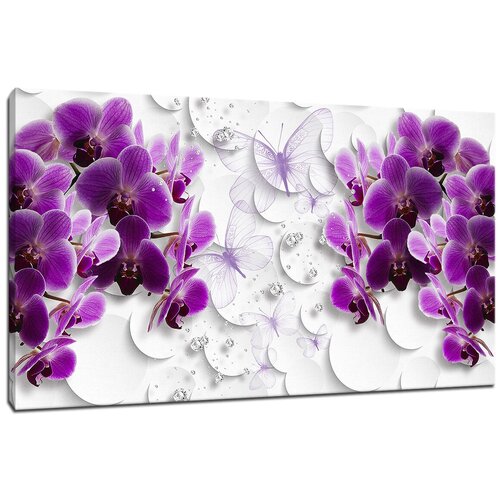Картина Уютная стена "3D Орхидеи и прозрачные бабочки" 110х60 см