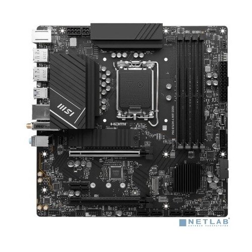 MicroStar Материнская плата MSI PRO B760M-A WIFI DDR4 RTL LGA 1700, Intel B760, mATX