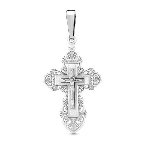Крестик AQUAMARINE крест из серебра 10056, серебро, 925 проба, родирование