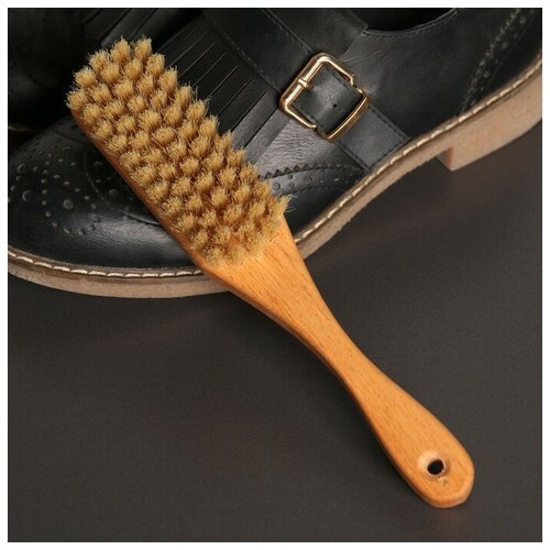 Щётка для обуви SAVANNA, 21×3,5 см, 59 пучков, натуральный волос