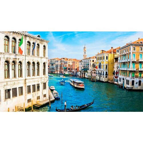 Картина на холсте 110x60 LinxOne "Канал Венеция и лодочки" интерьерная для дома / на стену / на кухню / с подрамником