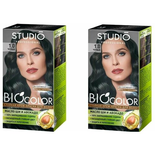 Крем-краска для волос Studio (Студио) Professional BIOcolor, тон 1.0 - Черный х 2шт
