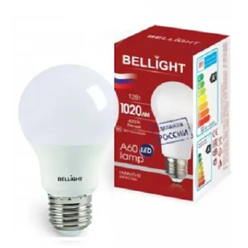 Лампа светодиодная LED A60 220V/12W/E27 1020Lm 4000К | код 88297788 | BELLIGHT (10шт. в упак.)