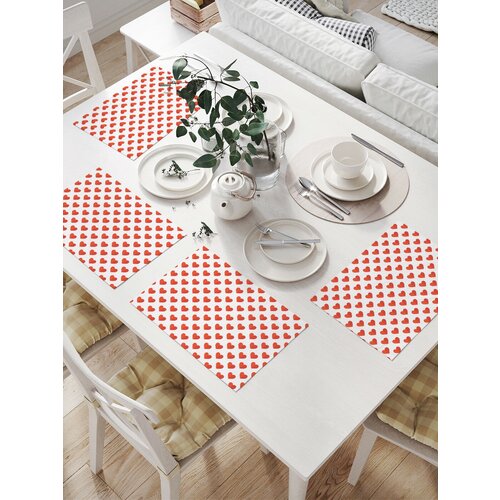 Салфетки на стол для сервировки прямоугольные, плейсмат JoyArty "Сердечки", 32x46 см, в комплекте 4шт.