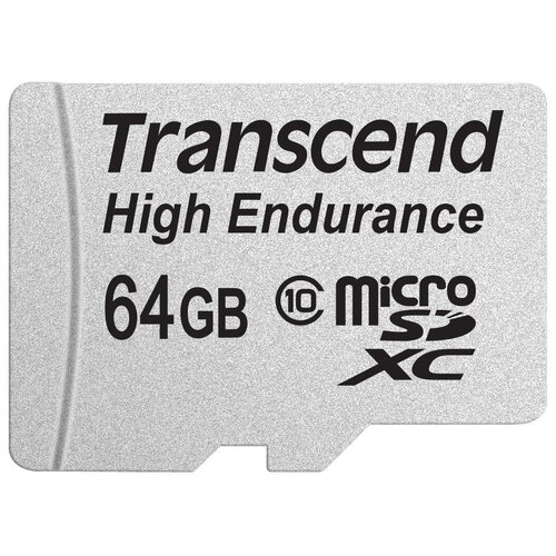 Карта памяти Transcend microSDXC 64 ГБ Class 10, UHS-I, R/W 21/20 МБ/с, адаптер на SD, серебристый