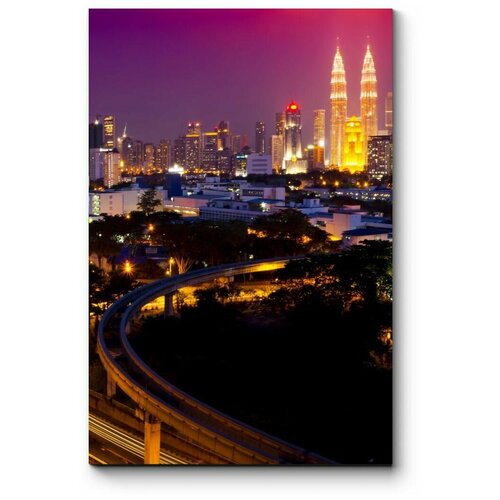 Модульная картина Сияние ночного Куала-Лумпур 70x105