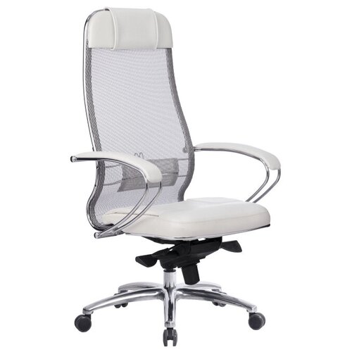 Компьютерное кресло METTA Samurai SL-1.04 для руководителя, обивка: искусственная кожа/текстиль, цвет: белый лебедь