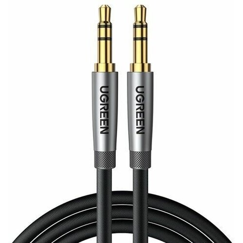 Кабель UGREEN AV150 (50355) 3.5mm Male to Male Alu Case Braid Audio Cable. Длина: 1м. Цвет: серебристо-серый