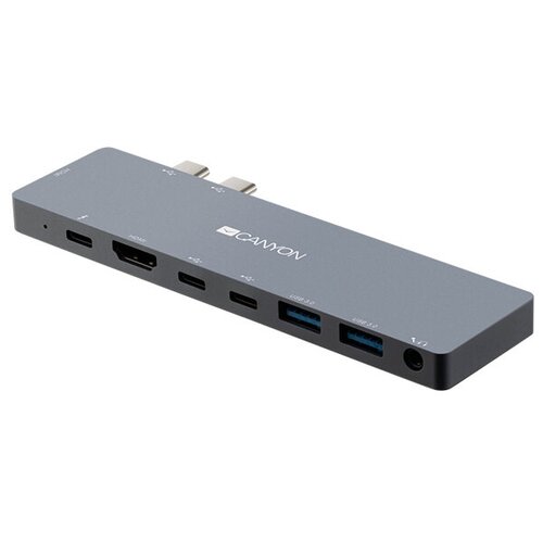 USB-концентратор  Canyon 8-в-1 (CNS-TDS08DG), разъемов: 8, серый