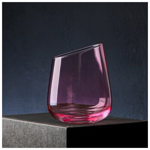 Стакан стеклянный низкий Magistro «Иллюзия», 450 мл, 9,5×11,5 см, цвет розовый
