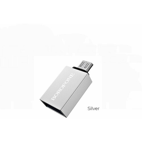 Адаптер переходник BOROFONE BV2, USB A - Micro USB, серебряный