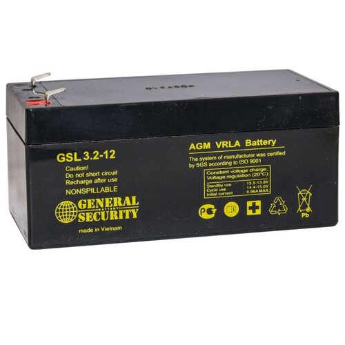 Аккумулятор General Security GSL 3.2-12 для детского электромобиля, аварийного освещения, кассового терминала, весов, GPS оборудования, эл. скутера