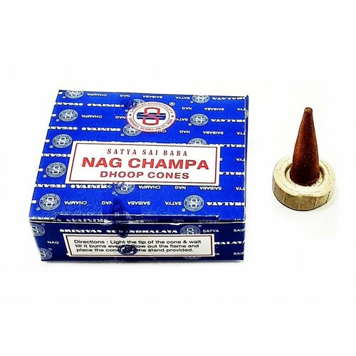 Благовония ароматические конусы Сатия Satya Сатья Nag Champa Наг Чампа с подставкой 12 шт