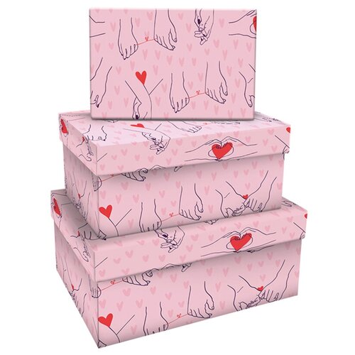 Набор прямоугольных коробок 3в1, MESHU "Falling in love", (19*12*7,5-15*10*5см) (арт. 341890)