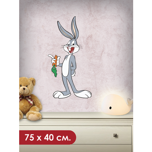 Наклейка для интерьера "Кролик Багз Банни / морковка и зайчик / персонаж Looney Tunes"