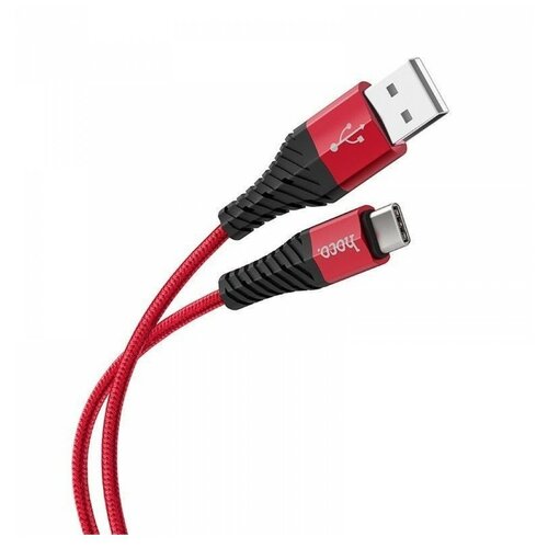 Кабель Hoco Кабель Hoco X38 Cool, USB - USB Type-C, 0.25 метра, черный с серыми разъемами, 1 м, красный