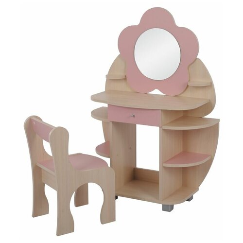 Комплект MEBELSON стол + стул Ромашка MK-0002 77x35 см дуб млечный/розовый
