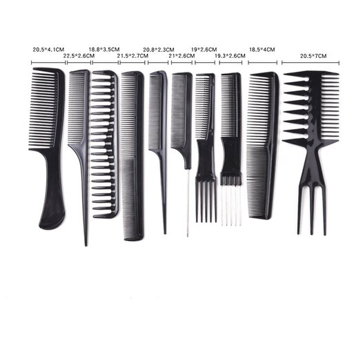Профессиональный набор расчесок для парикмахера и барбера (10 шт.)
