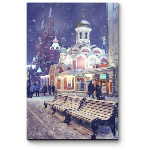 Модульная картина Зимний вечер в столице, Москва 20x30