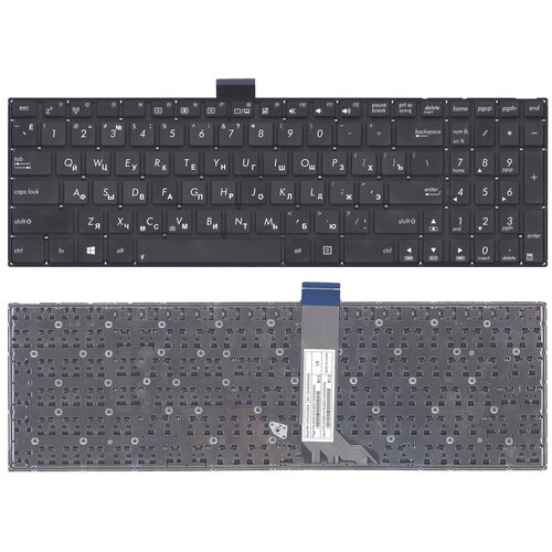 Клавиатура для ноутбука Asus X502, русская, черная, плоский Enter, шлейф 11,5 см