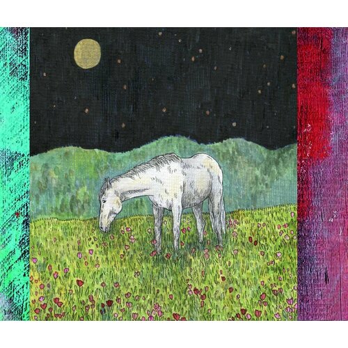 Картина для интерьера "Белая лошадь в поле" Картина с лошадью для дома