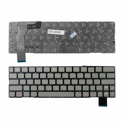Клавиатура для ноутбука Asus 0KNA-Z71RU01 серая, без рамки, плоский Enter