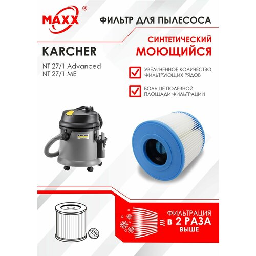 Фильтр синтетический, моющийся для пылесоса Karcher NT 27/1 Advanced, ME, Professional