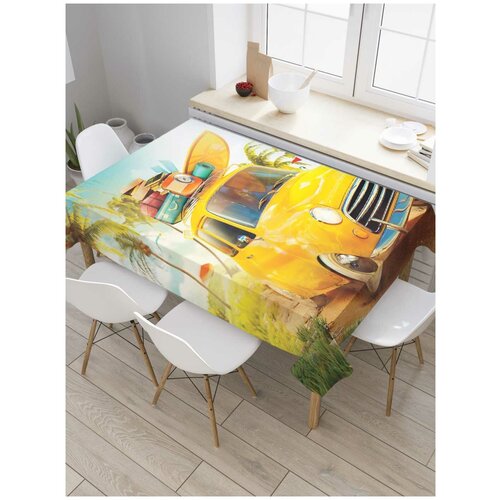 Скатерть прямоугольная JoyArty на кухонный стол "Долгожданный отпуск на море" из оксфорда, 120x145 см