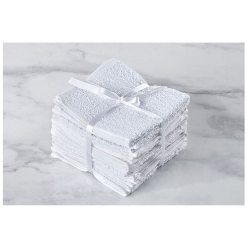 Набор полотенец MITTE 10 шт, из хлопка 100% махровые, белые, размеры 30х30 см