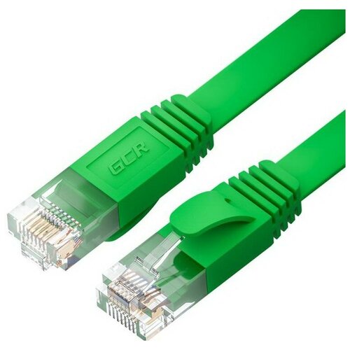 GCR Патч-корд PROF плоский прямой 2.0m, UTP медь кат.6, зеленый, 30 AWG, ethernet high speed 10 Гбит/с, RJ45, T568B, GCR-52840