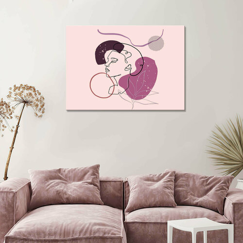 Картина/Картина на холсте/Картина на холсте для интерьера/ Картина на стену/ Картина в подарок для дома/ - Девушка на розовом фоне с пятнами 30х40