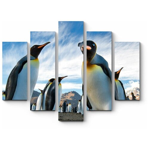 Модульная картина Любопытные пингвины 135x108