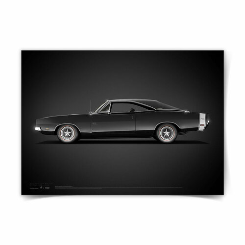 Плакат Dodge Charger R/T Black Side 50х70 см / постер на стену