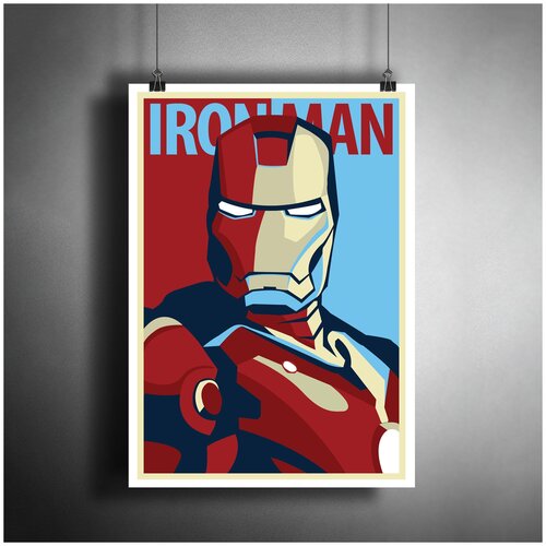 Постер плакат для интерьера "Фильм: Железный Человек. Комиксы Марвел. The Iron Man"/ Декор дома, офиса, комнаты A3 (297 x 420 мм)