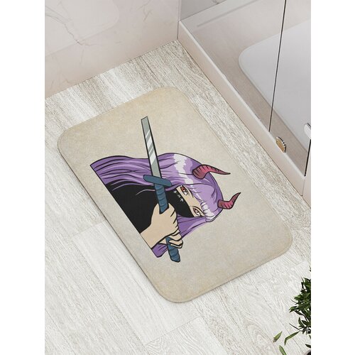 Коврик для ванной комнаты и туалета противоскользящий JoyArty "Воин аниме" 52х77 см
