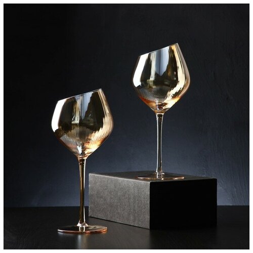 Набор бокалов для вина Magistro Иллюзия, 550 мл, 10х24 см, 2 шт, цвет бронзовый