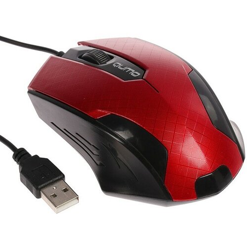 Мышь Qumo M14 Office, проводная, оптическая, 3 кнопки, 1000 dpi, USB, красная